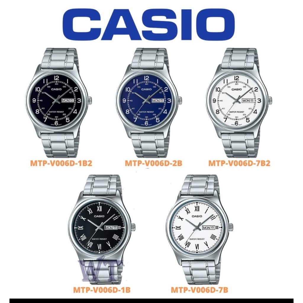 Casio MTP-V006D Men Analog Date Day Functioning Classic Stainless Steel ...