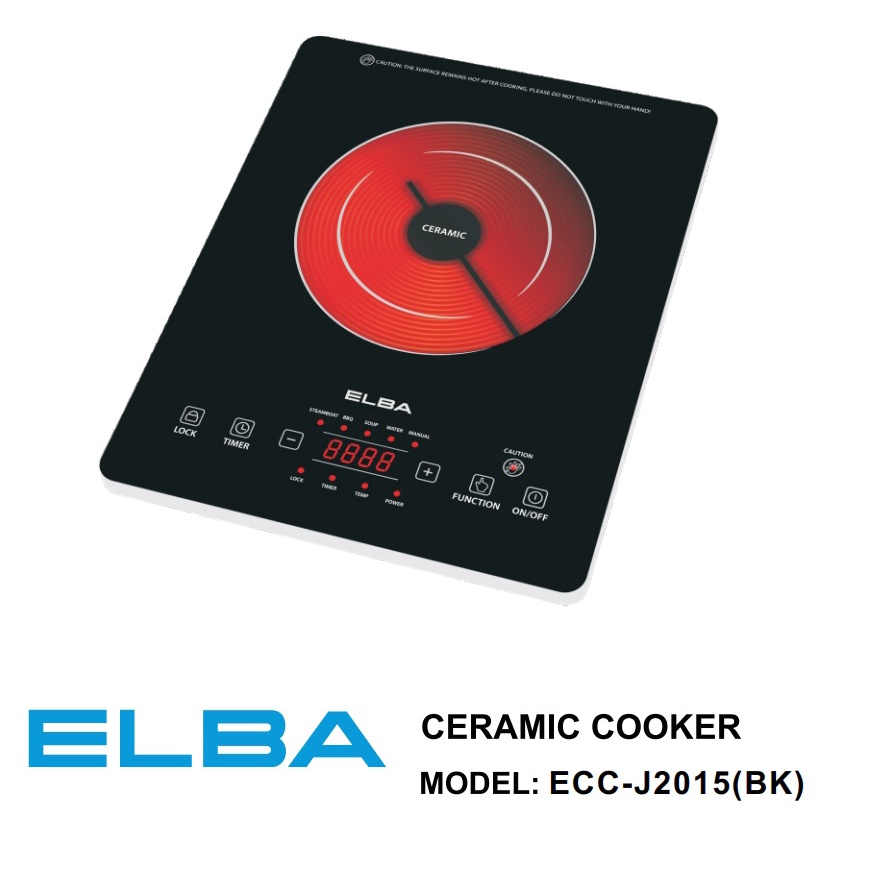 Elba ECC-J2015(BK) 2000W Sensor Touch with LED Display Ceramic Cooker ...