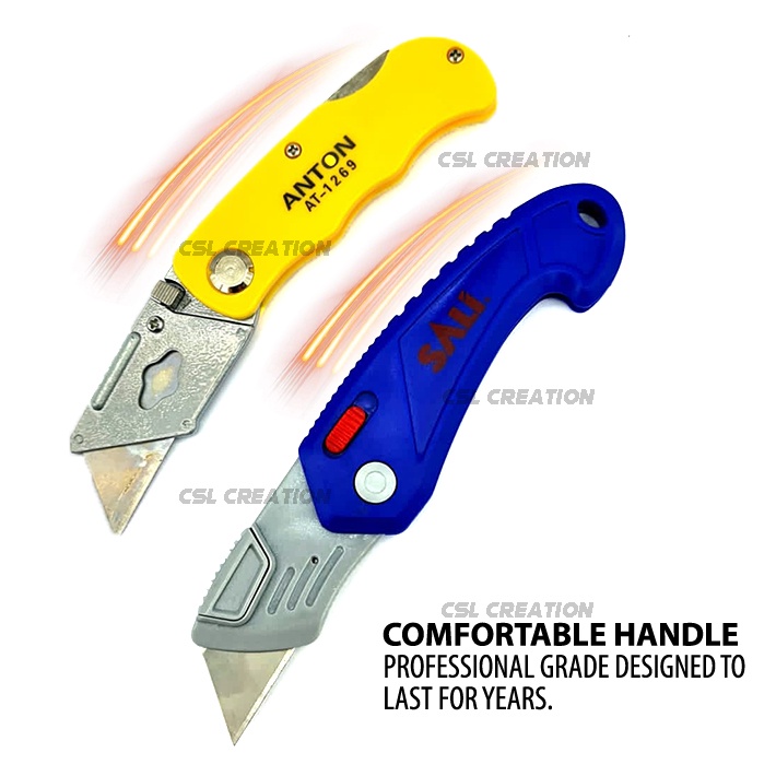 RETRACTABLE UTILITY KNIFE CUTTER CARTON BOX CUTTER CARPET CUTTER ART CUTTER UTILITY | Shopee ...