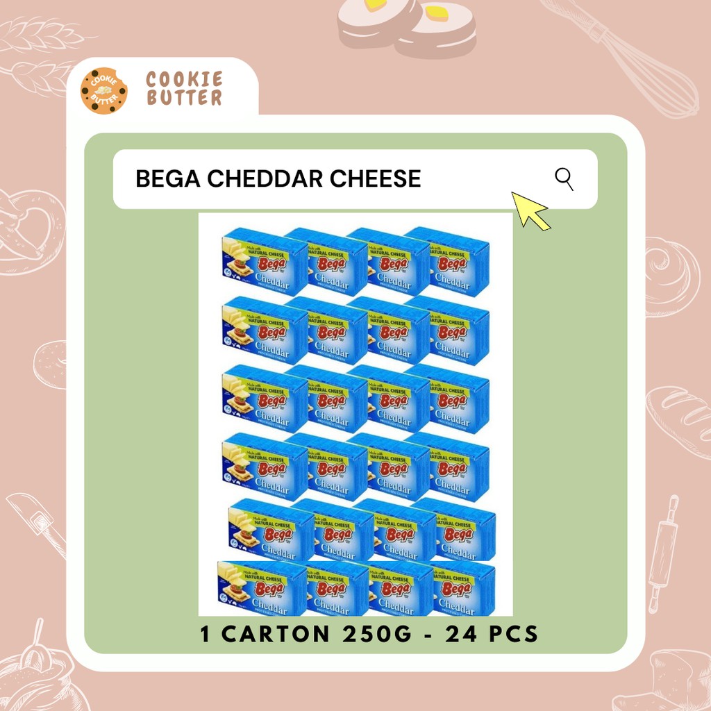 [CARTON 250g X 24PCS] Bega Cheddar Cheese 250g Keju Cheddar Processed ...
