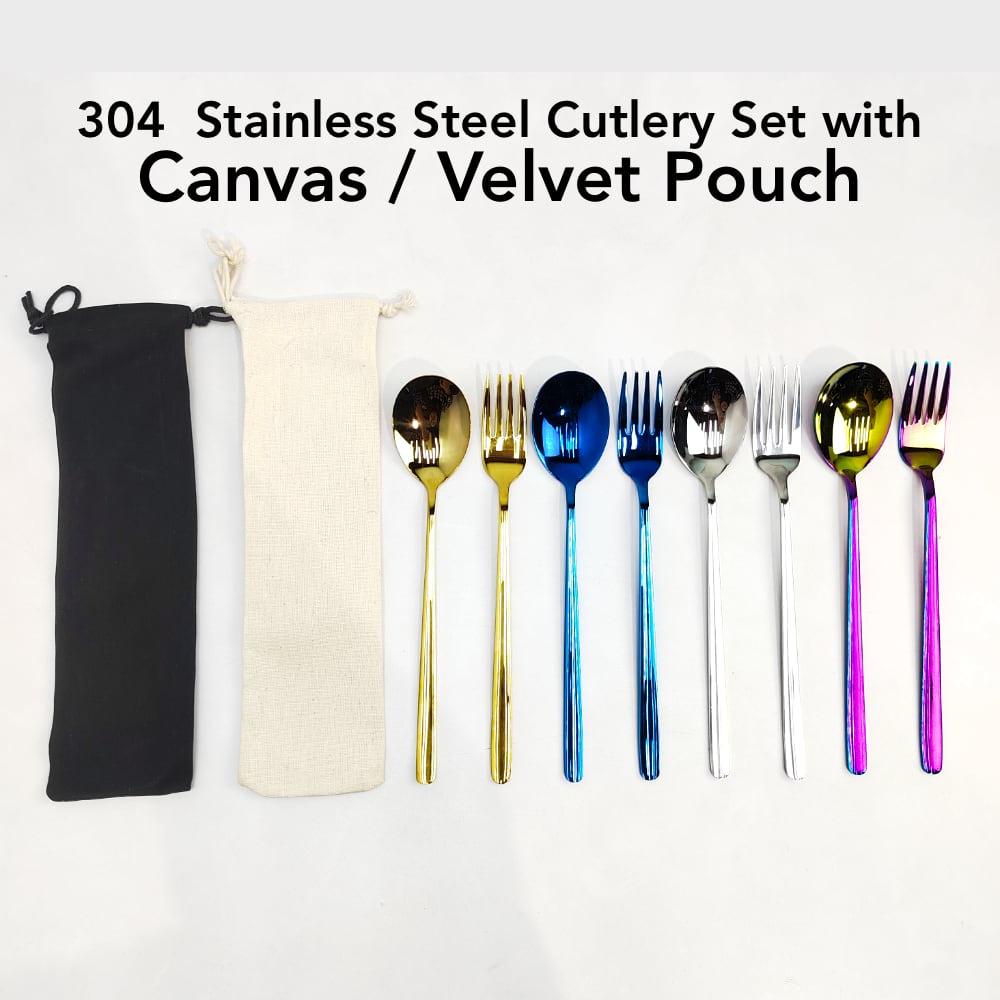 304 Stainless Steel Cutlery Set Spoon Fork / Korean Style Cutlery Set ...