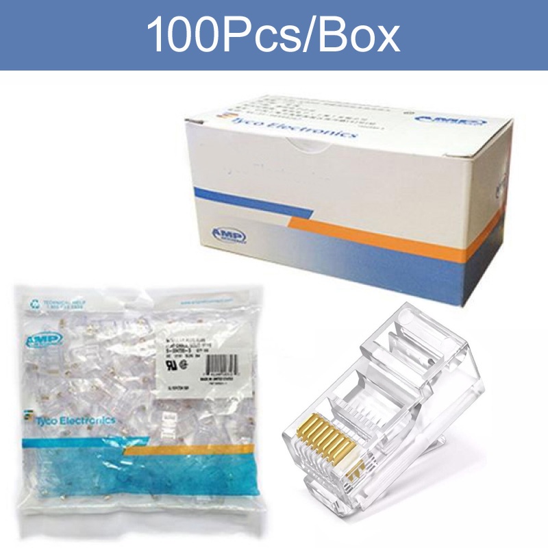 100pcs High Quality AMP RJ45 CAT6 Head Modular Plug Connector (1 Box ...