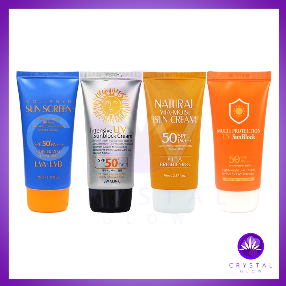 3W Clinic Intensive UV Sun Block Cream / Collagen Sunscreen / Natural ...