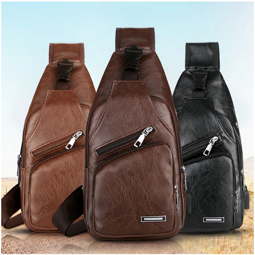 MZ G READY STOCK Conner Metal Chest Bag Men Travel Backpack Shoulder ...