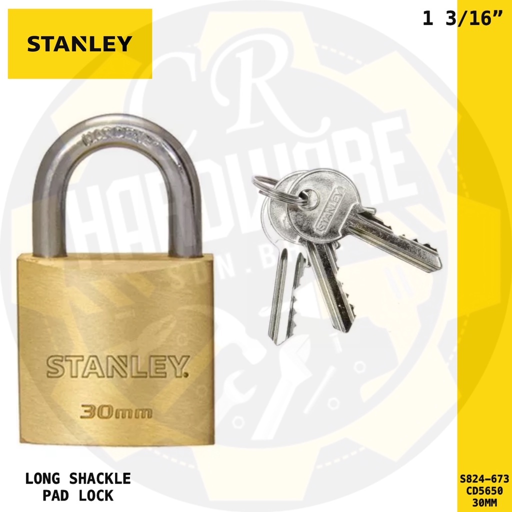 STANLEY 30MM LONG SHACKLE BRASS PAD LOCK | Shopee Malaysia