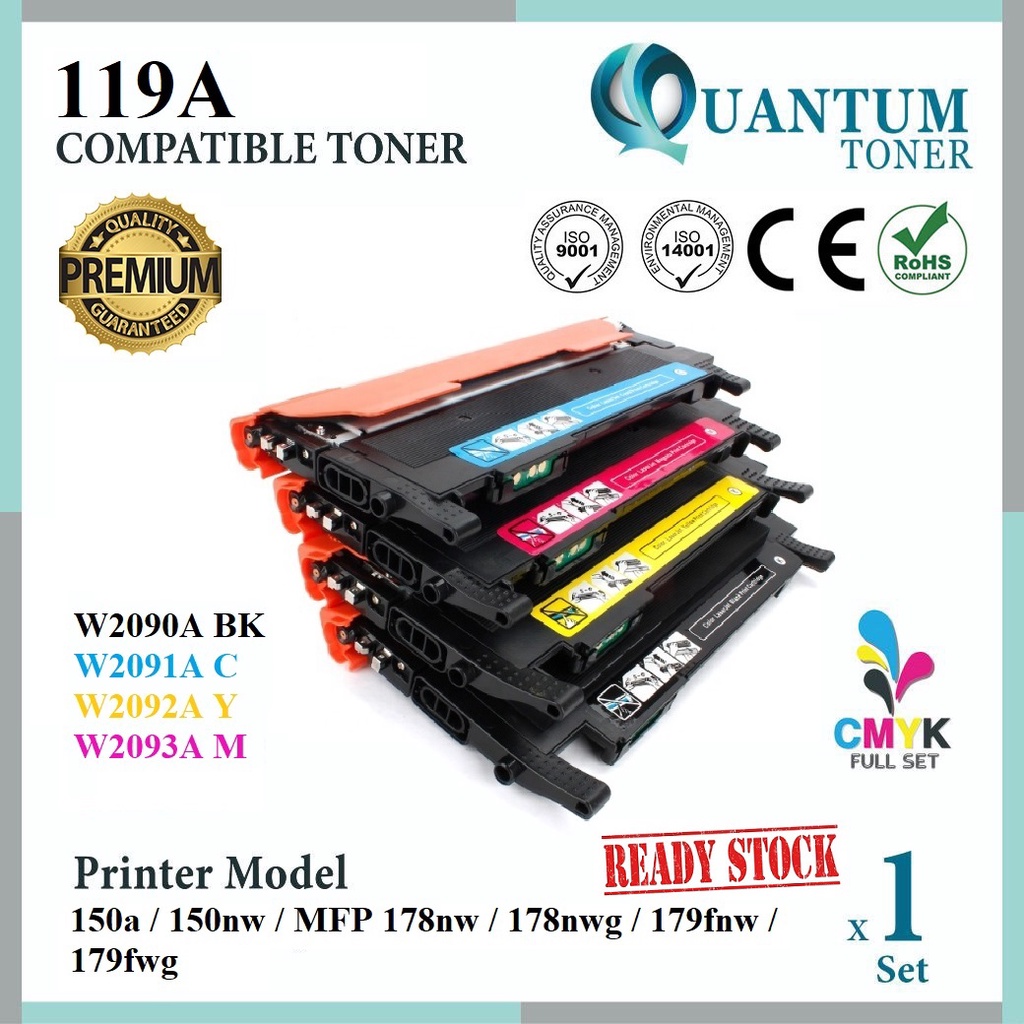 FULL SET 119A W2090A W2091A W2092A W2093A Compatible Toner MFP M178nw ...