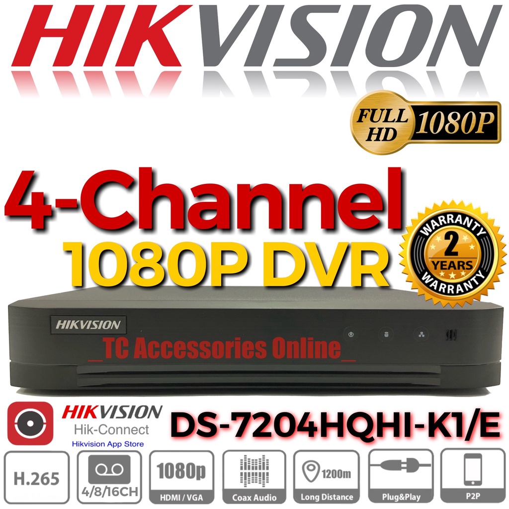 HIKVISION 4-CHANNEL 1080P DVR 2.0MP CCTV HIK DS-7204HQHI-K1/E 4CH ...