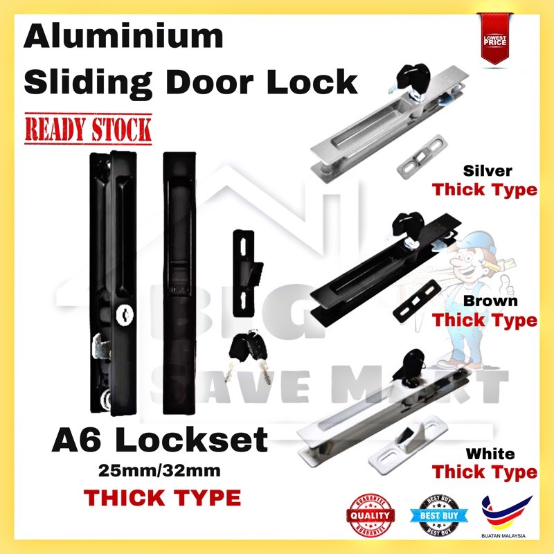 Sliding Door Lock With Key/A6 Lock/25mm/32mm/Thicken Lock | Shopee Malaysia