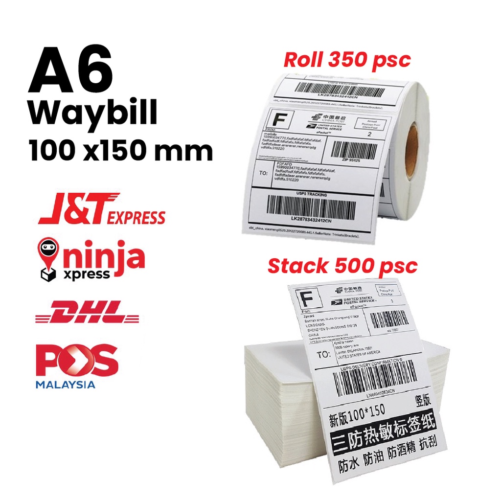 A6 Thermal Label Sticker Roll Airway Bill Waybill AWB Consignment Note ...