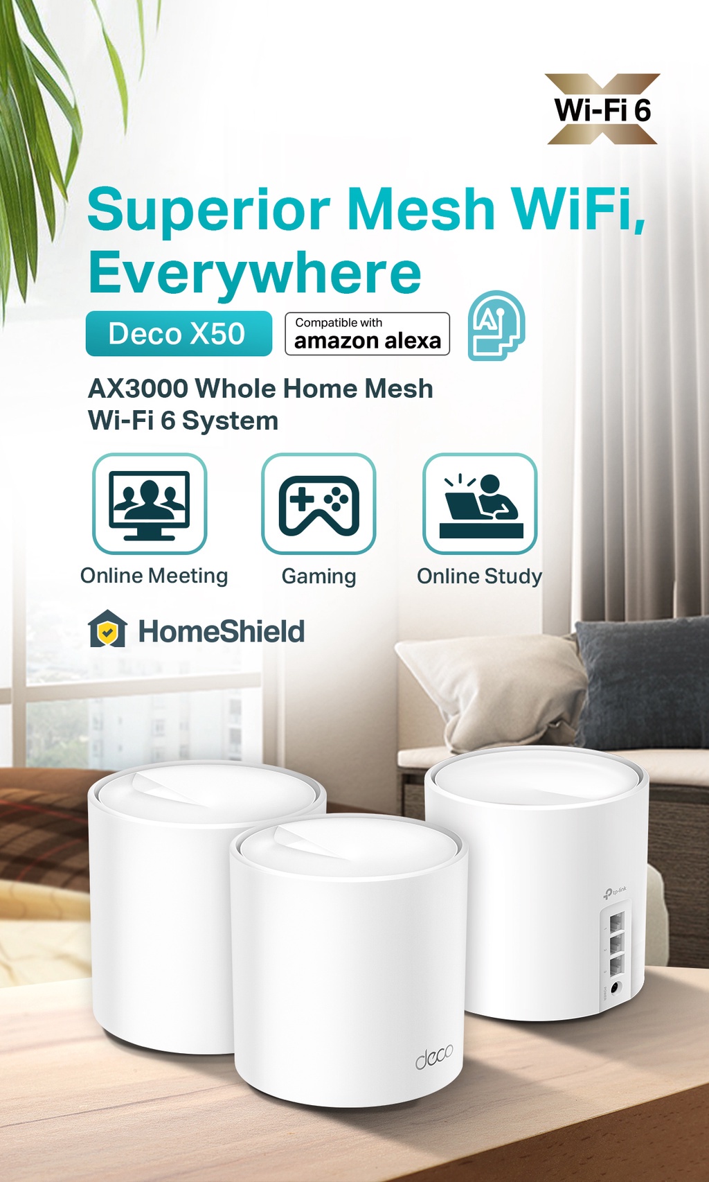 TP-Link AX3000 Deco X50 Whole Home AI-Driven Mesh Wi-Fi System Router ...