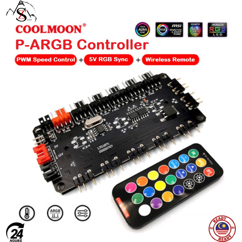 COOLMOON RGB Remote Controller 5V 3Pin Support GRB Sync Desktop with ...