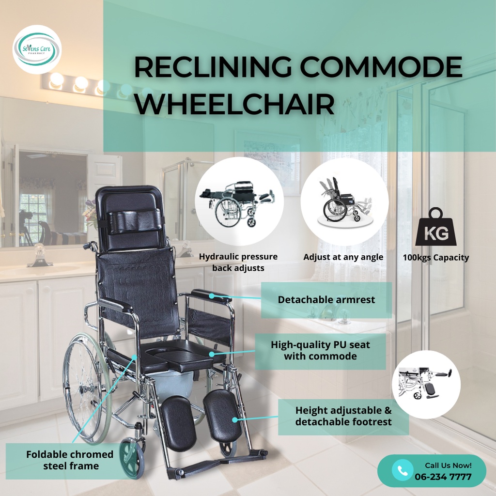RECLINING COMMODE WHEELCHAIR | Shopee Malaysia