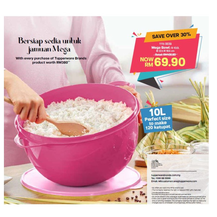 Tupperware Mega Bowl 10L Pink | Shopee Malaysia
