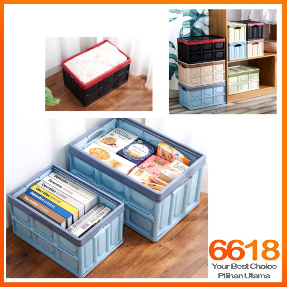 56L Kotak Penyimpan Kereta Plastik Container Foldable Car Trunk Boot ...