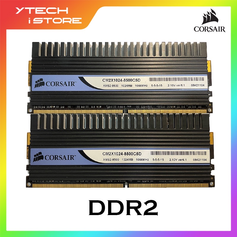 Corsair CM2X1024-8500C5D 2GB 2 x 1GB PC2-8500U DDR2 1066 Dual Channel ...