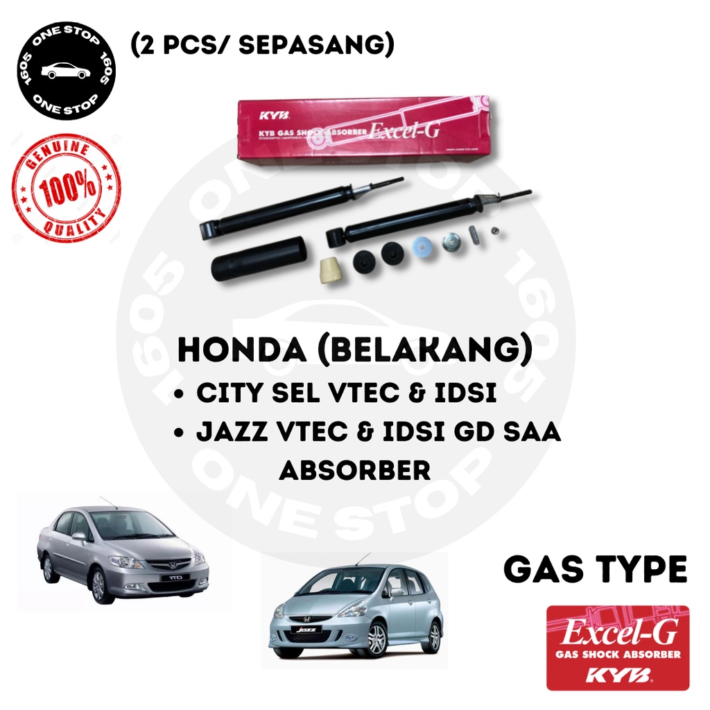 HONDA CITY SEL IDSI & VTEC 2003-2008 JAZZ GD SAA VTEC IDSI REAR KYB KAYABA ABSORBER GAS 2PCS ...