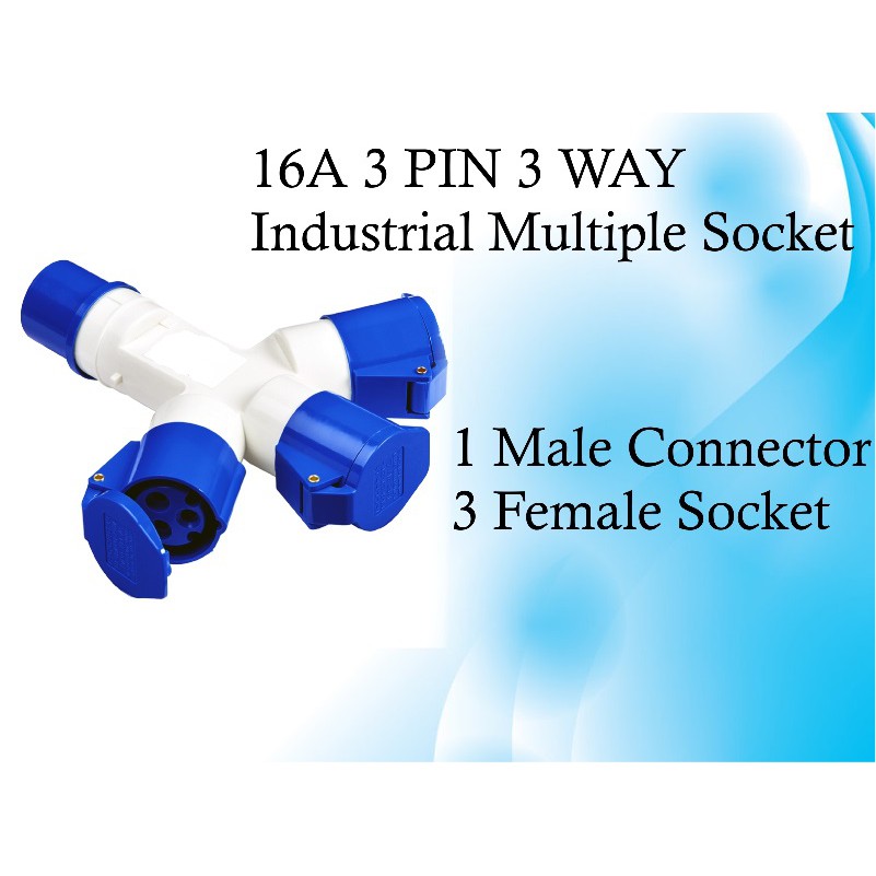 MULTIPLE INDUSTRIAL COMMANDO SOCKET - 16A 3 PIN 3 WAY (1 MALE & 3 ...