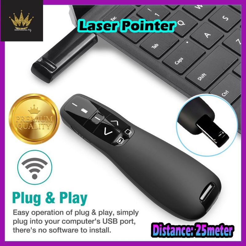 R400 Wireless USB Presenter Red Laser Pointer 2.4GHz Remote Control ...