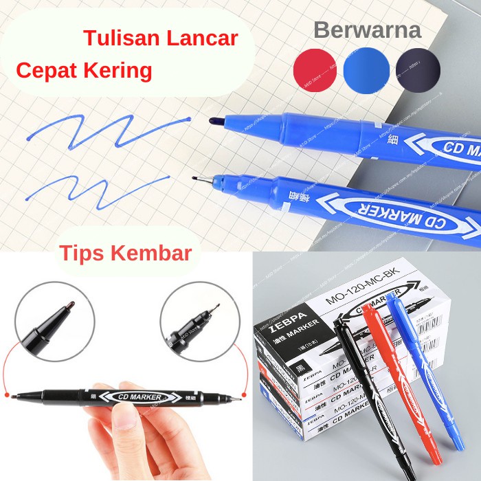 Pen Penanda Kekal Tip Kembar Twin Tip Permanent Marker Pen Waterproof ...