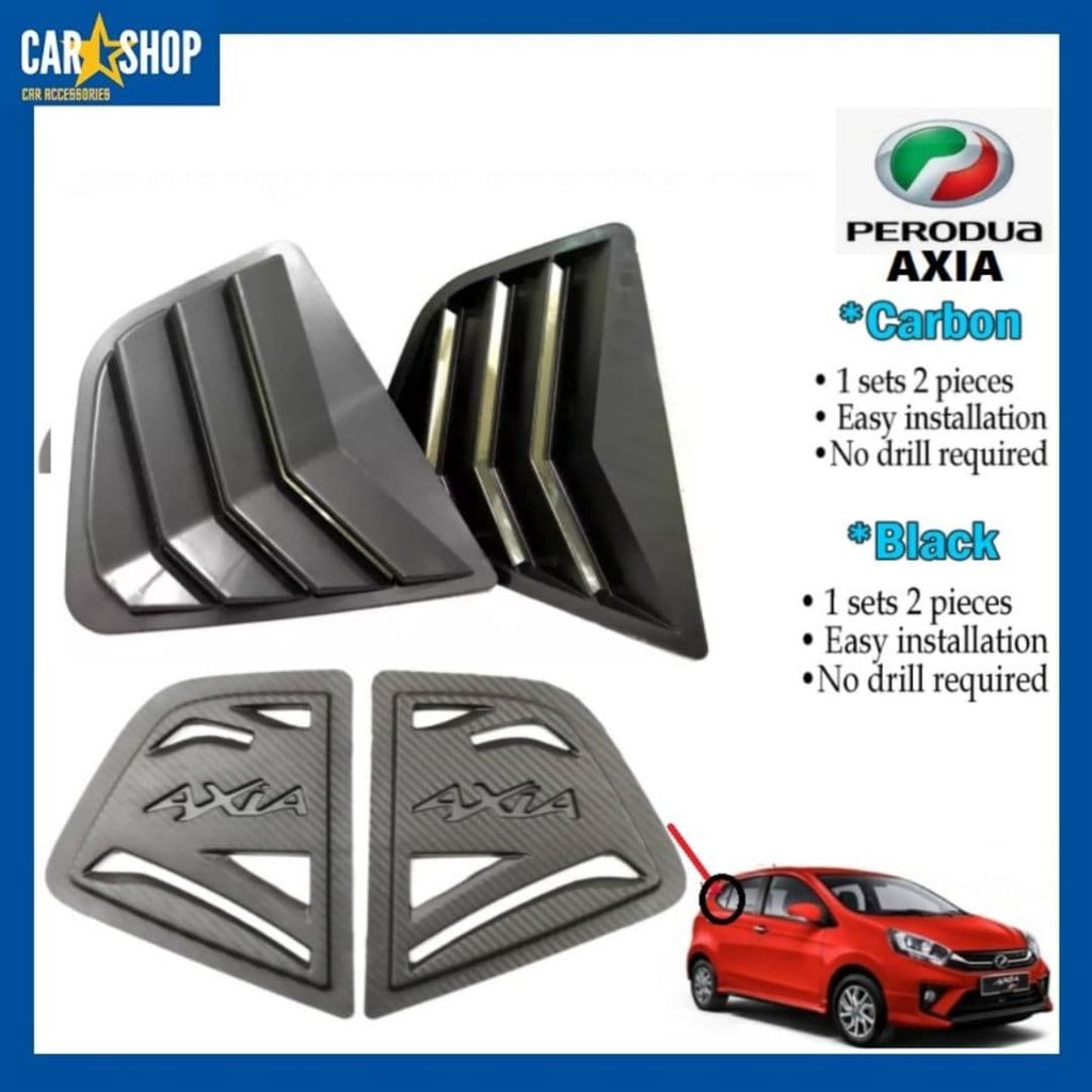 Perodua Axia Rear Window Side Louver Cover-Carbon Look | Shopee Malaysia