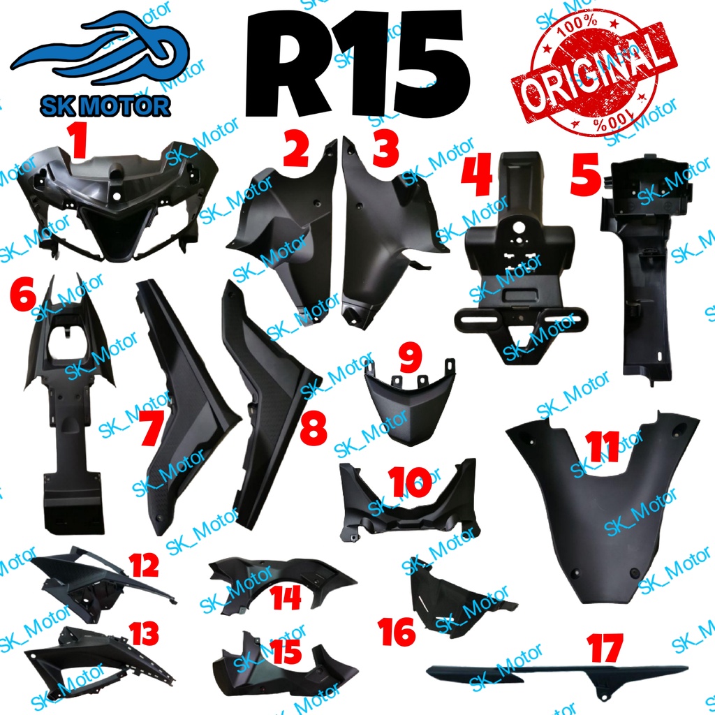 Yamaha YZF-R15 R15 V3 Original Inner Cover Full Set / Kaver Hitam Mud ...