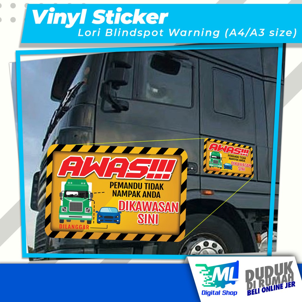 Lorry Blindspot Warning Sticker | Stiker amaran lori treler | Shopee ...