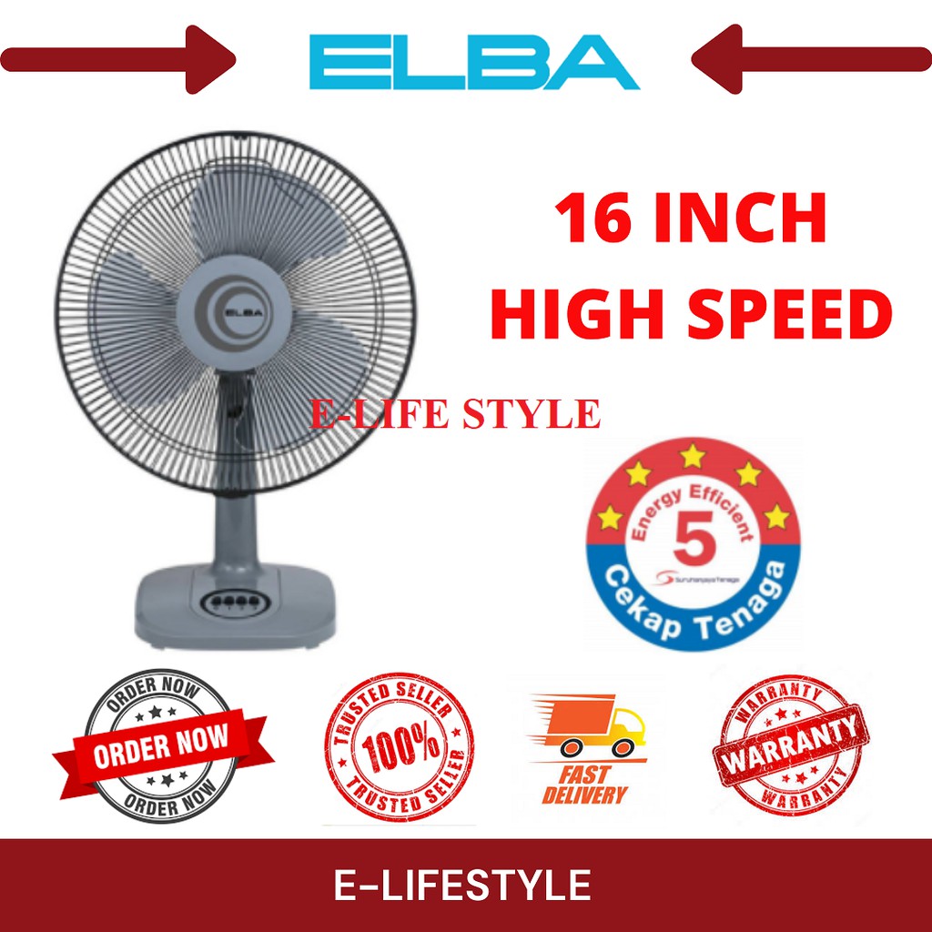 Elba Table Fan (16") ETF-G1620(GR) Kipas Meja 16 inch 50w #READY STOCK ...
