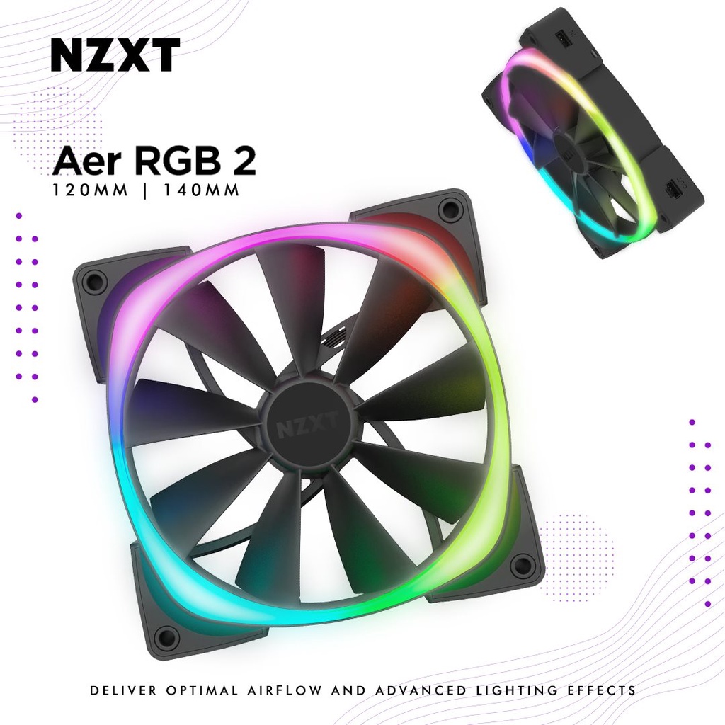 # NZXT Aer RGB 2 - Single Pack RGB Fan for HUE 2 Powered by CAM ...