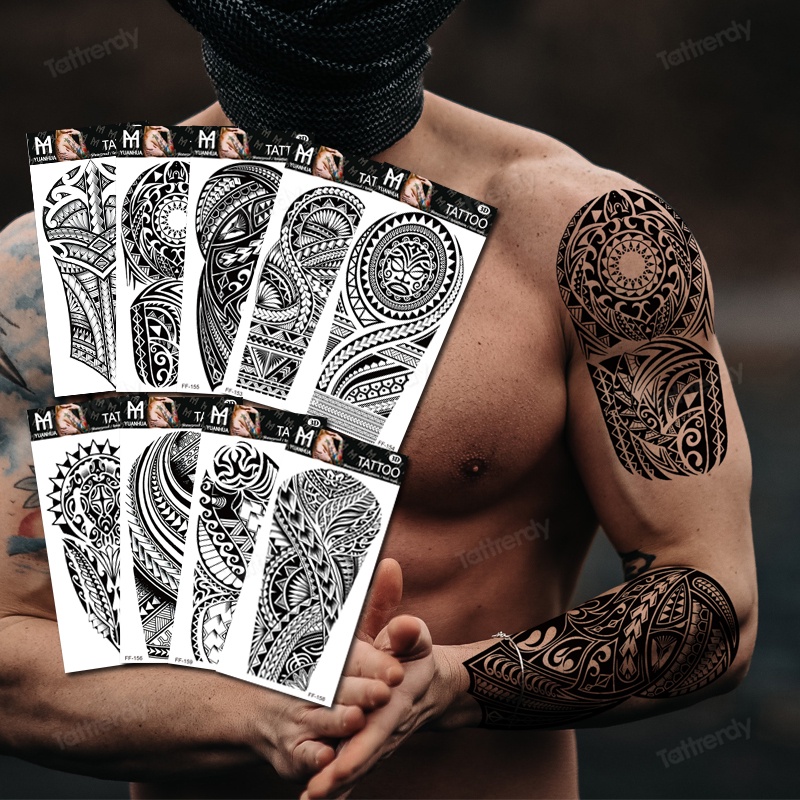 Sleeve Arm Temporary Tattoo Sticker for Men Totem Robot Mechanical ...