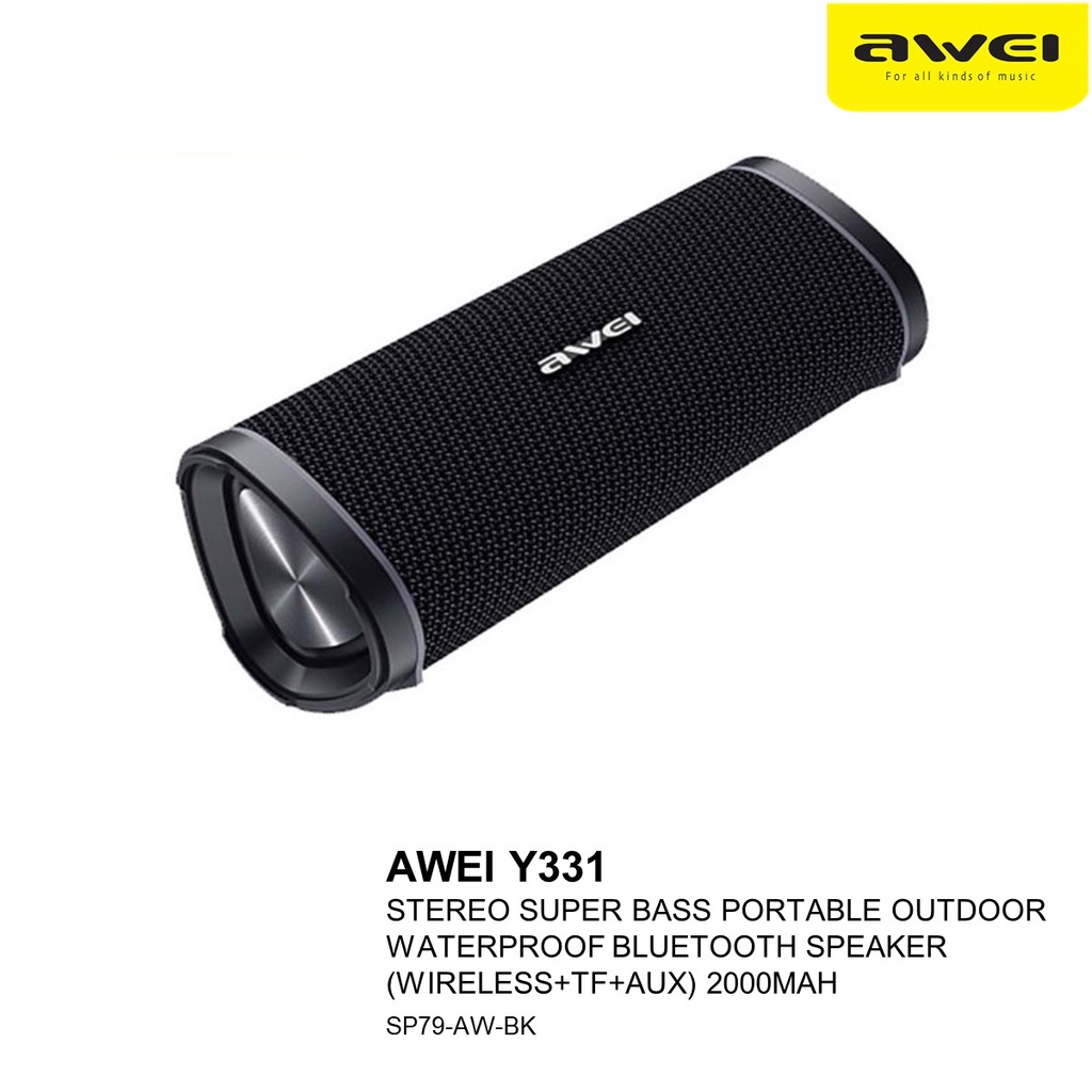 AWEI Y331 STEREO SUPER BASS PORTABLE OUTDOOR WATERPROOF BLUETOOTH SPEAKER (WIRELESS+TF+AUX ...