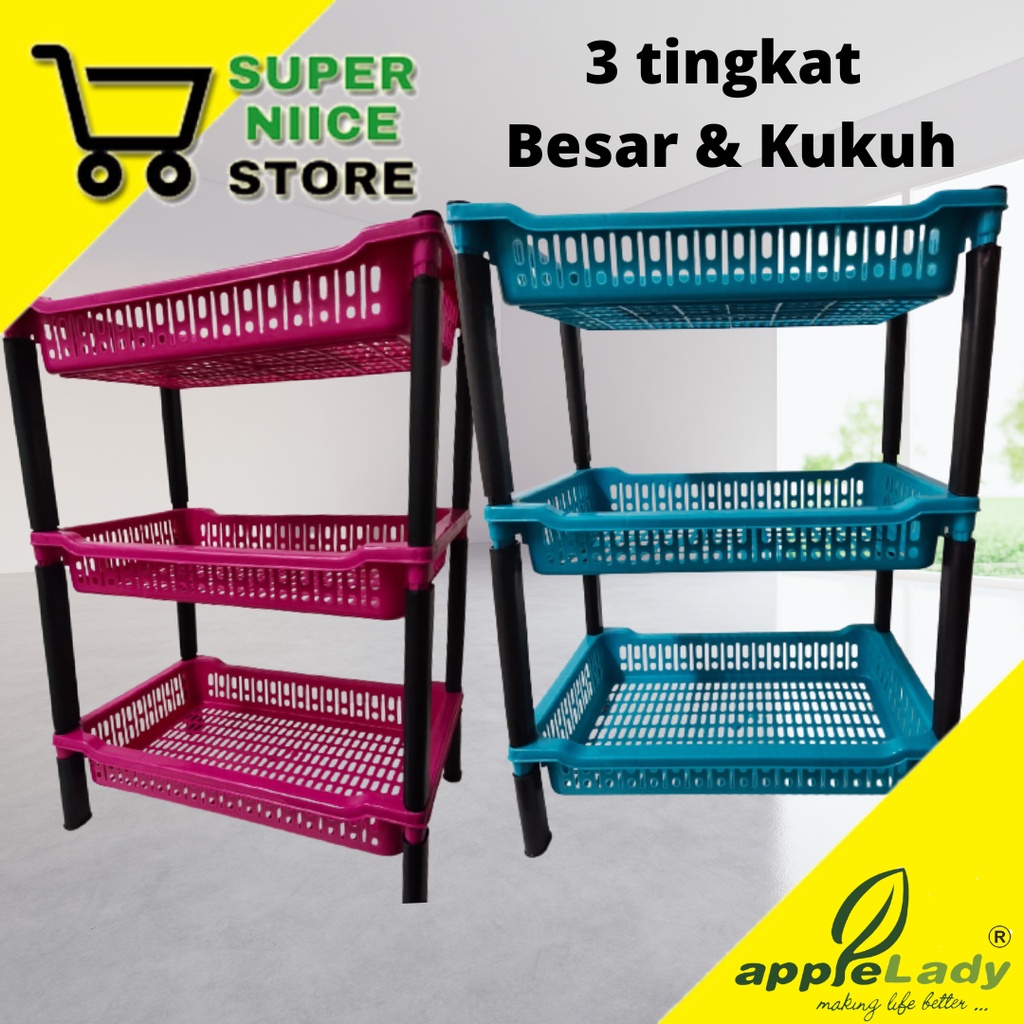 3 tiers multipurpose rack apple lady shelves tingkat kabinet dapur ...