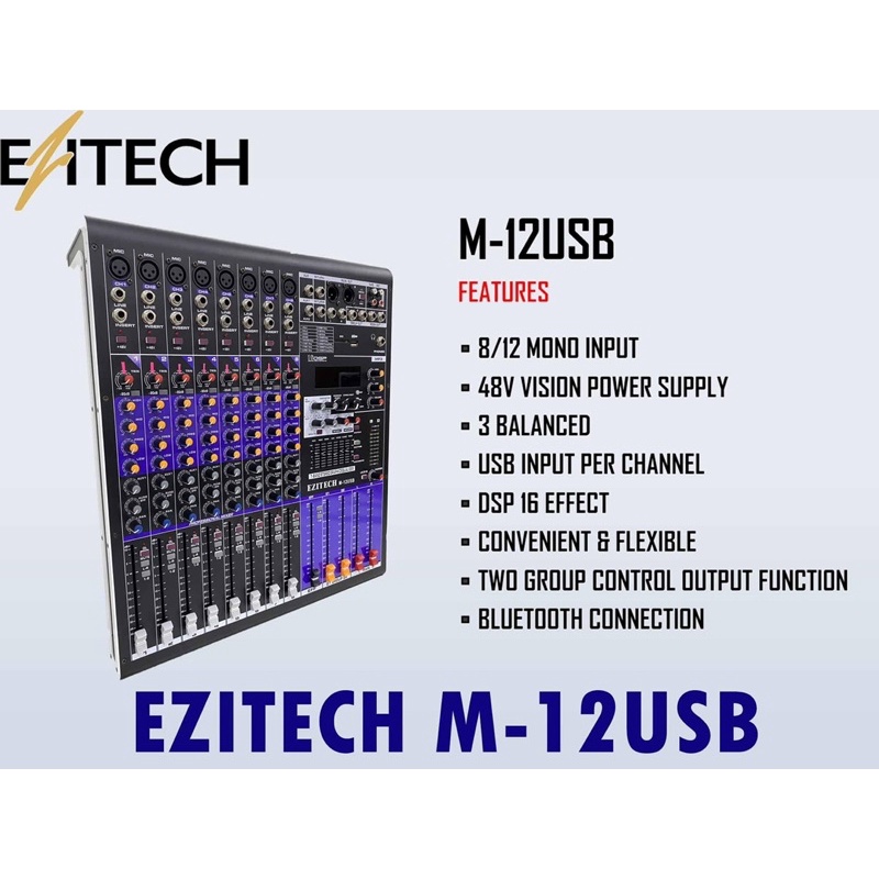 EZITECH M-12USB Compact Mixer 8-Channel Mixer Console | Shopee Malaysia
