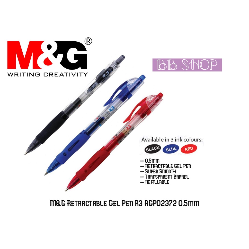M&G Retractable Gel Pen R3 0.5mm 12pcs per box AGP02372 | Shopee Malaysia