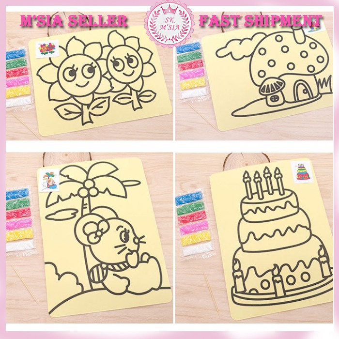 Sand Colouring Art and Craft For Children Home Activities. Free Colour ...