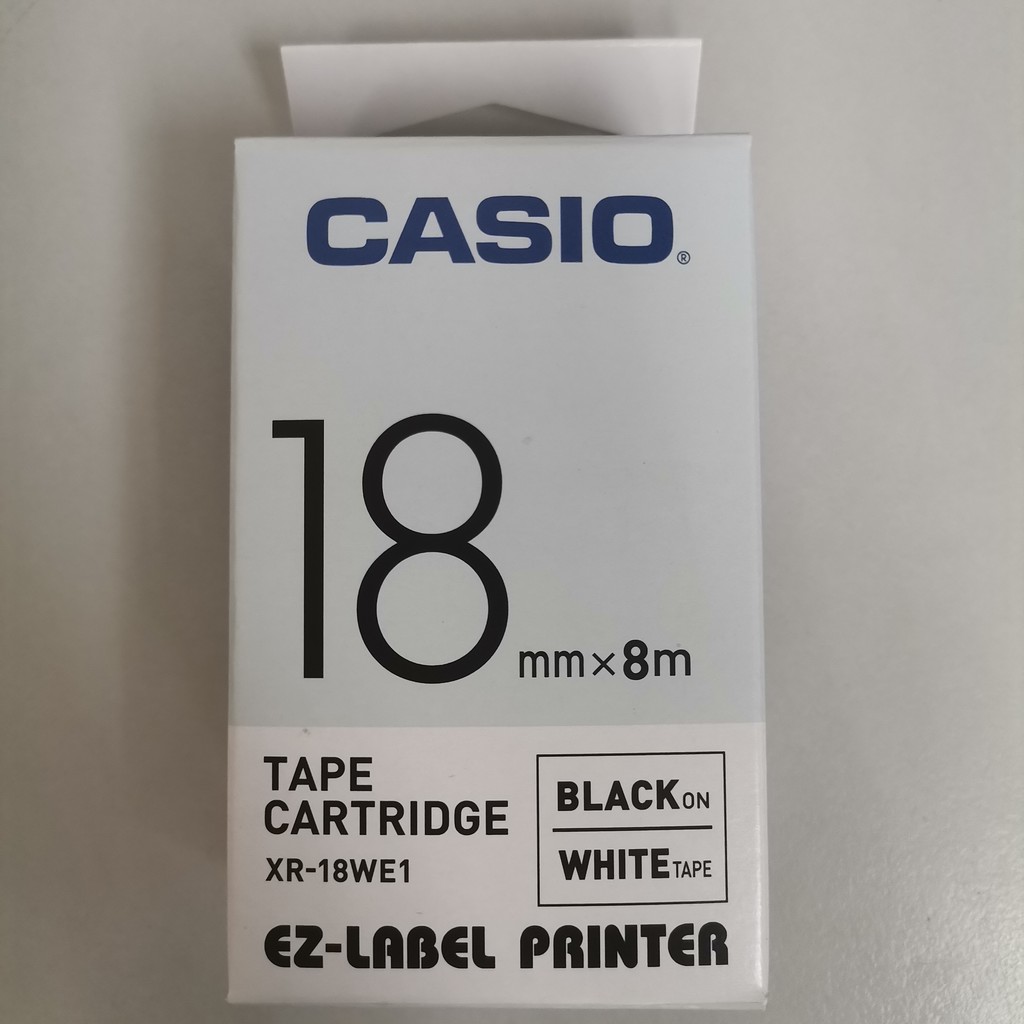 Original Casio XR-18WE 18mm Black on White EZ-label Tape Cartridge | Shopee Malaysia