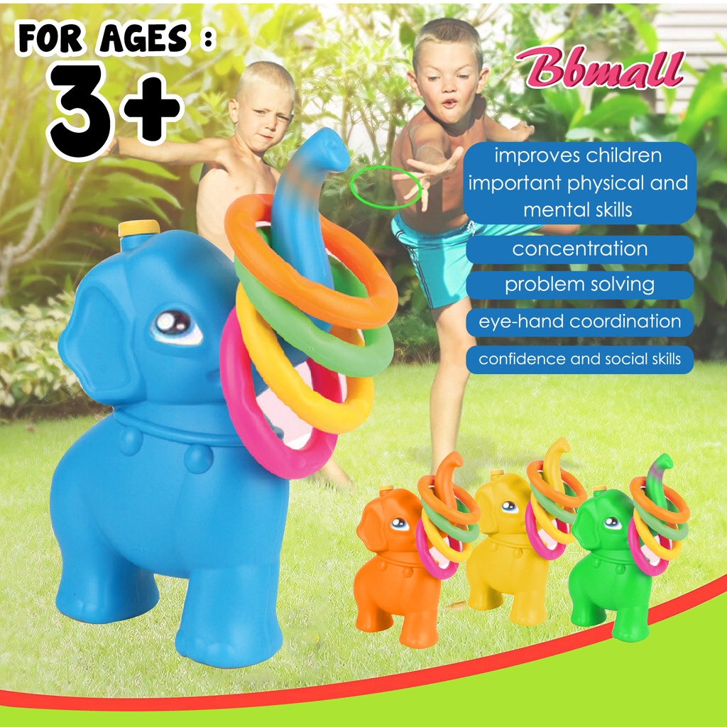 Baby Sensory Toy Throwing Ring Toss Play Game Hoop Rings Elephant Trunk ...