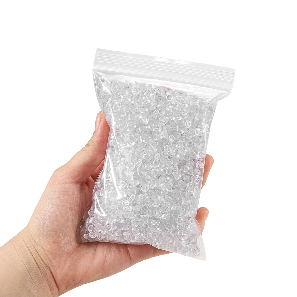 1000Pcs 4X4MM Silicone Rubber Earring Clasp Transparent Ear Nut ...