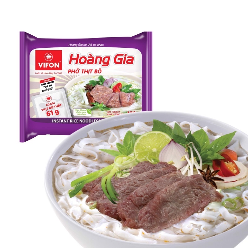 Pho Thit Bo Hoang Gia Co Goi Thit Bo 61g - Vifon Hoang Gia Beef Noodle Soup 120g (Real Beef 61g ...