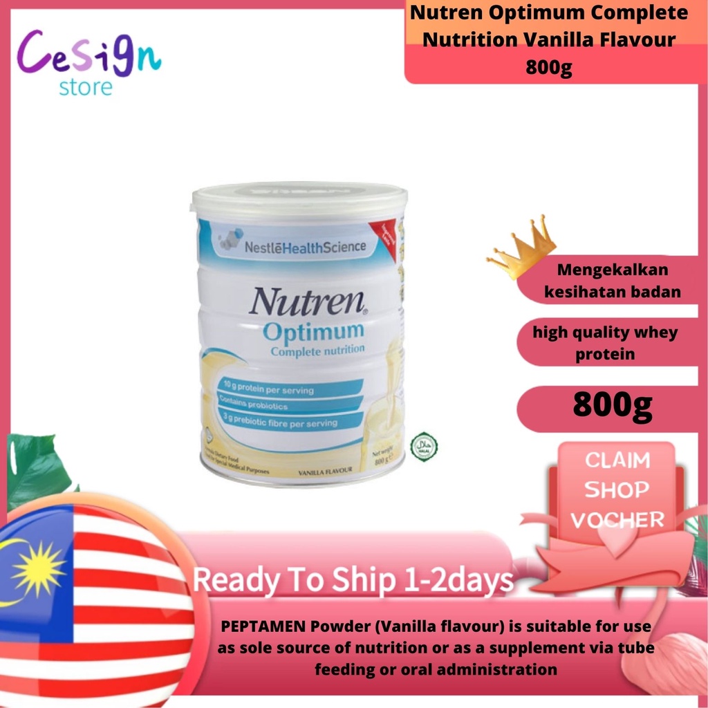 Nutren Optimum Complete Nutrition Vanilla Flavour 800g | Shopee Malaysia