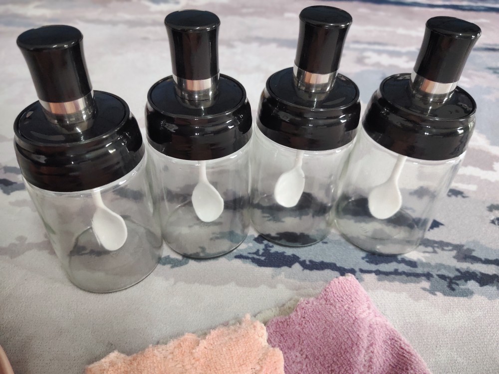 Glass Seasoning Bottle Salt Condiment Airtight Jar Spice Container for ...