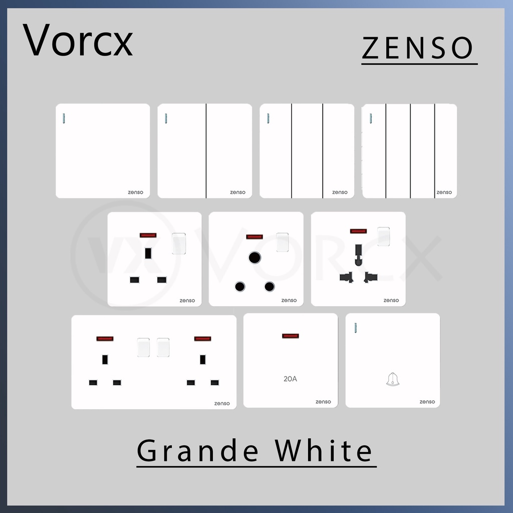 Zenso Grande Series Switches & Socket White | Shopee Malaysia