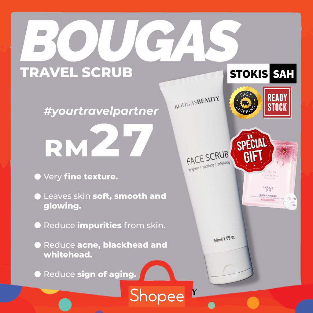 Free Gift 100% Original Bougas Scrub Bougas Beauty Scrub (Travel Size ...