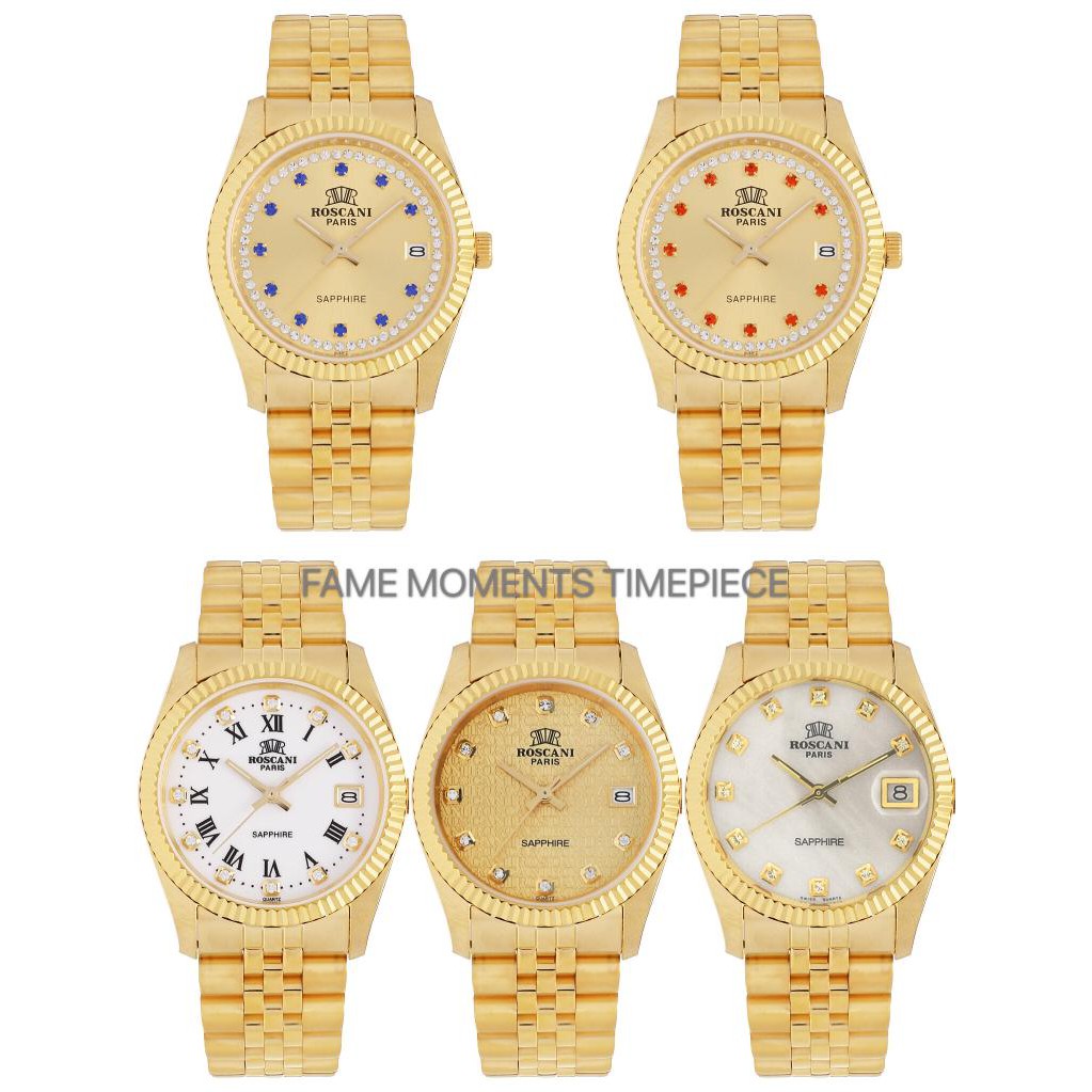 ROSCANI PARIS MEN GOLD STEEL DATE QUARTZ WATCH | Shopee Malaysia