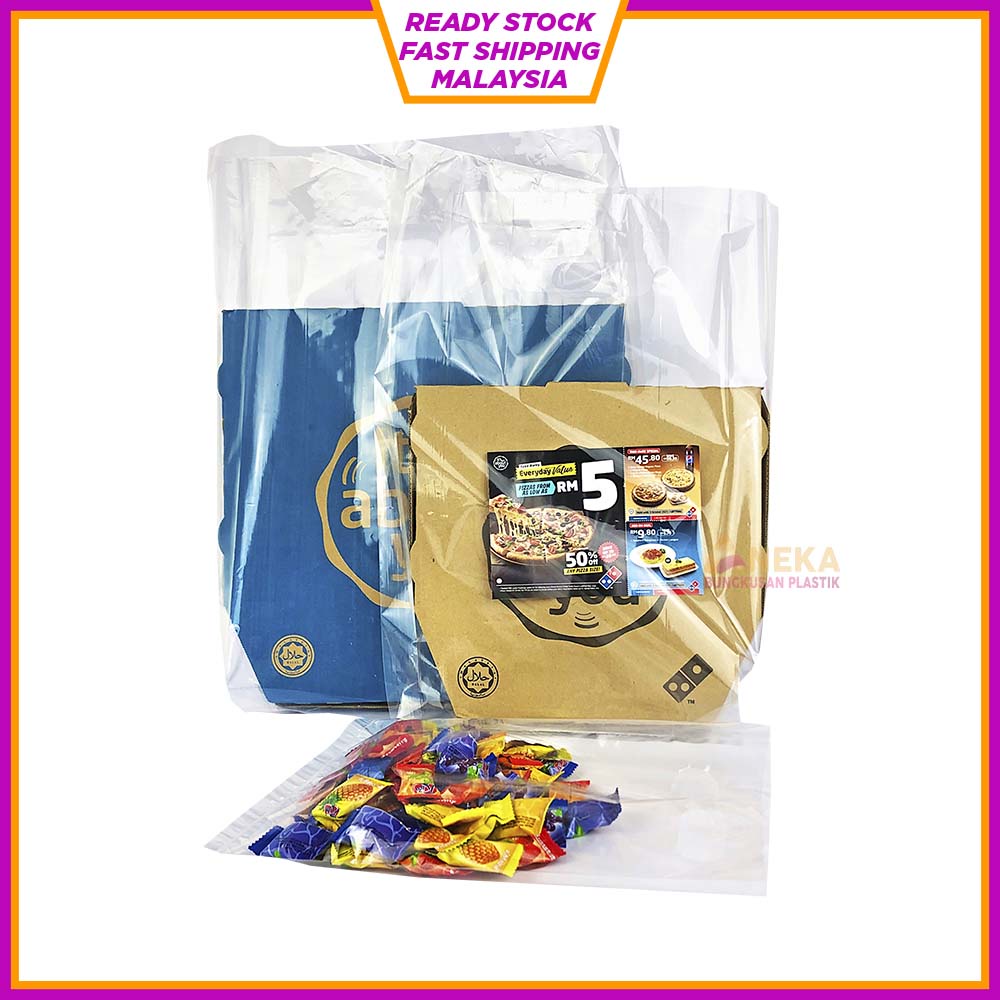 100pcs Transparent Plastic Bag With Die-cut Handle / Plastic for Box ...