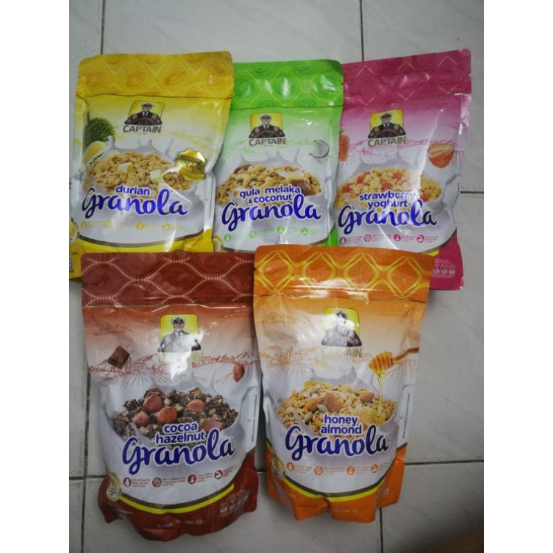 Captain Oats Granola -Cocoa Hazelnut/Honey Almond/Strawberry Yogurt ...