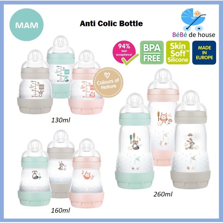 MAM Botol Susu Colours of Nature Anti Colic Baby Feeding Bottle 130ml / 160ml / 260ml | Shopee ...