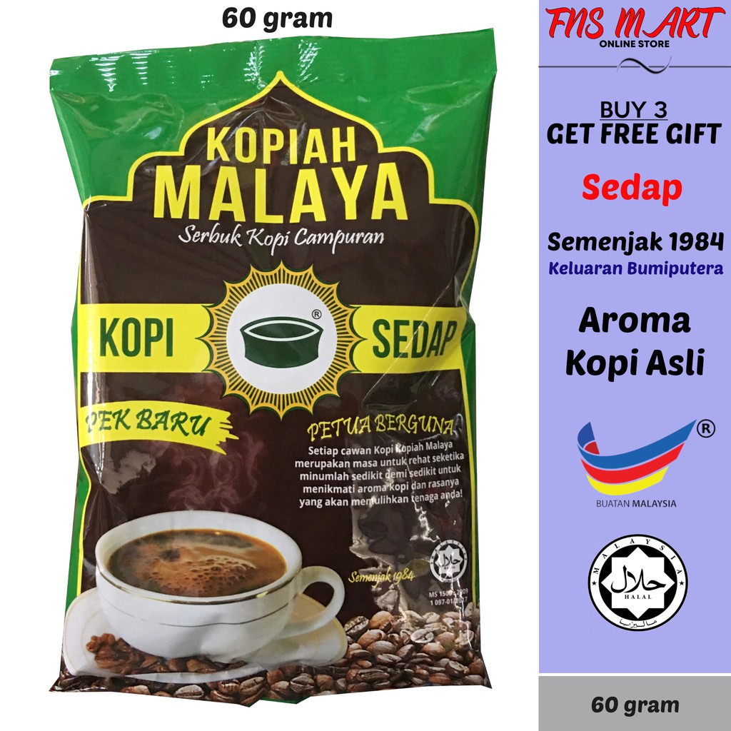 60g Kopi Kopiah Malaya Bumiputera Muslim Kedah Halal Serbuk Kopi Sedap Instant Coffee Powder ...