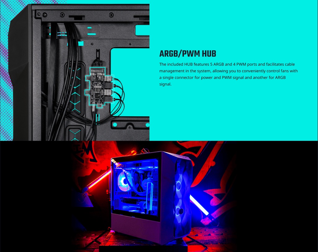 Cooler Master MasterBox TD300 Mesh ARGB Micro ATX Casing - White/Black ...