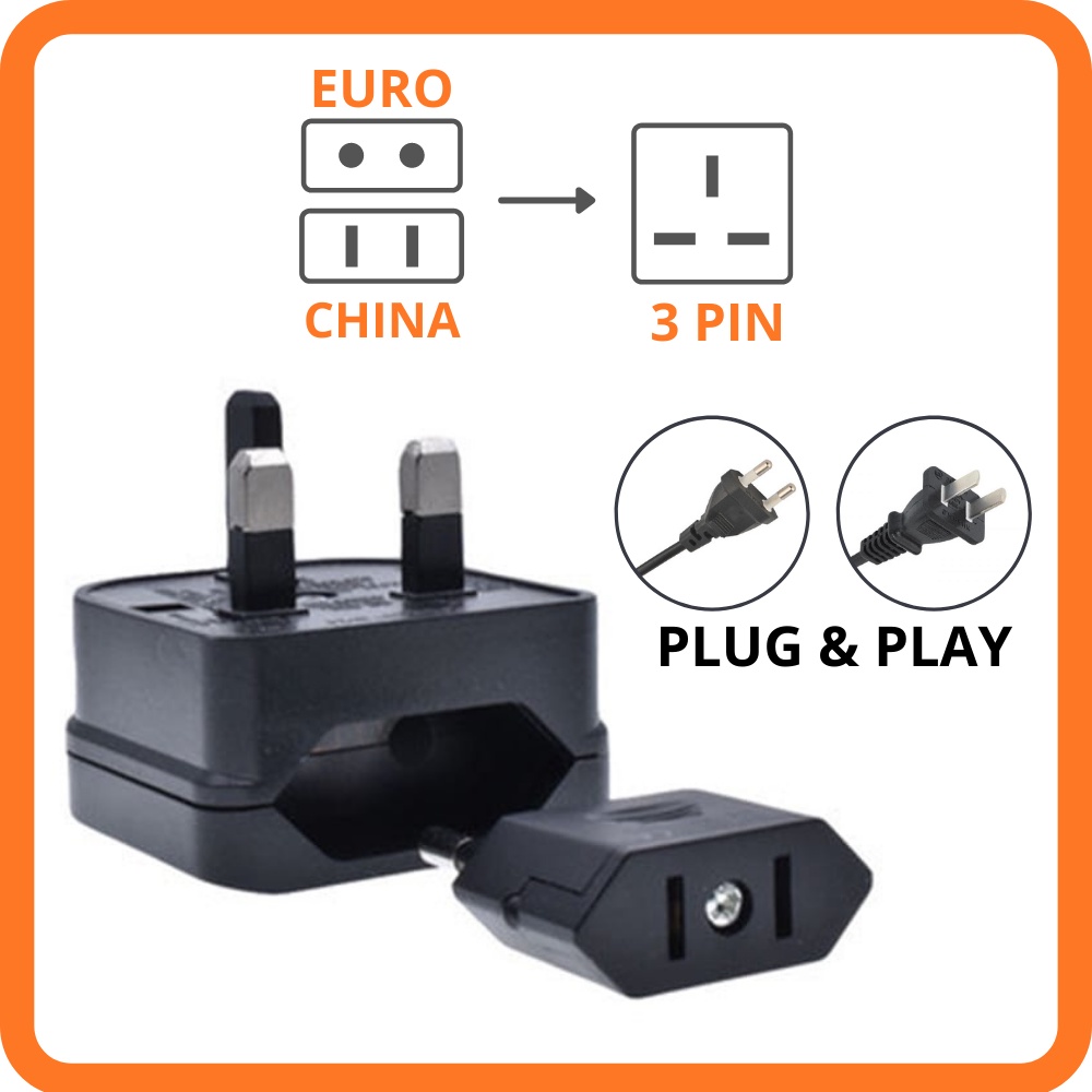 2 Pin US/China/Euro to 3 Pin UK Converter Plug | 2 in 1 China/Euro plug ...