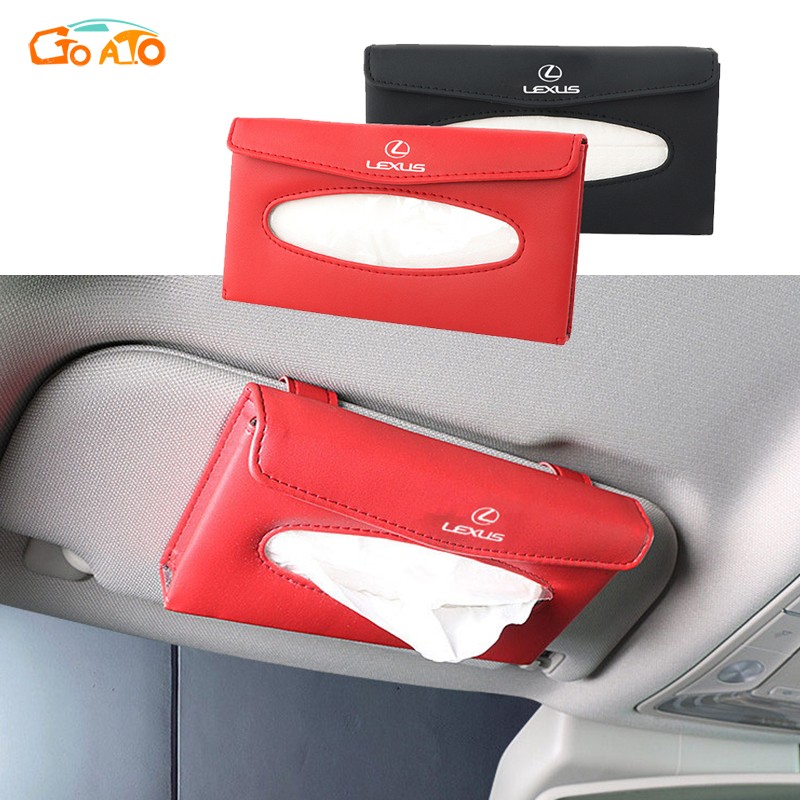 GTIOATO Car Sun Visor Leather Tissue Storage Box Case Auto Paper Towel ...